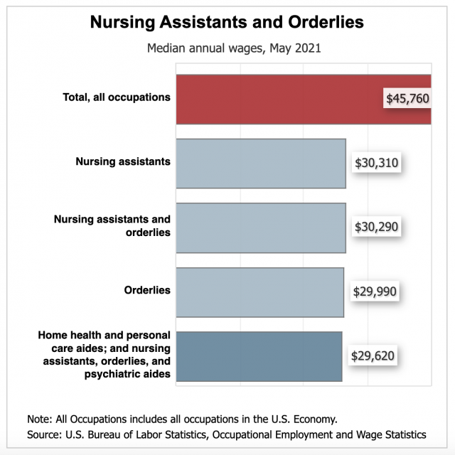 Nursing Assisting Median Annual Wages